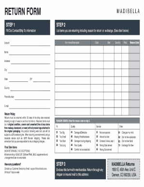 Fillable Online Merchandise Return Form Templates - Word Excel ...