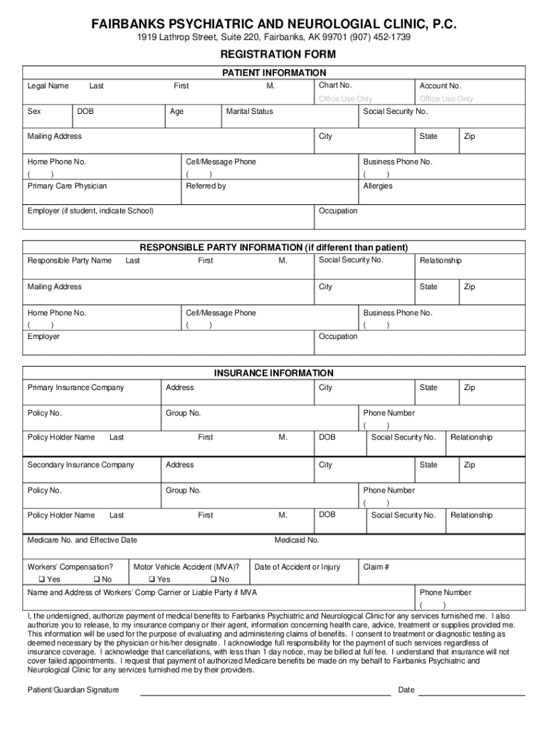 Fillable Online FAIRBANKS PSYCHIATRIC AND NEUROLOGICAL CLINIC, P.C. Fax ...