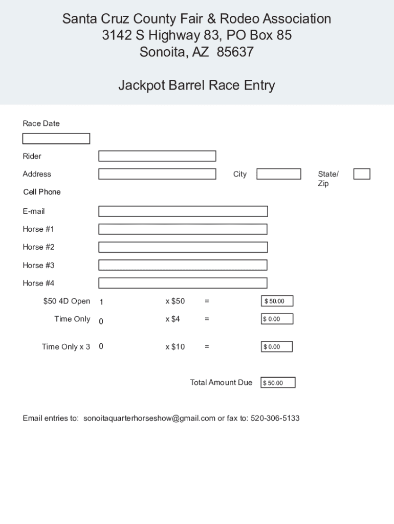 Fillable Online Jackpot Barrel Race Entry Form.pdf Fax Email Print ...
