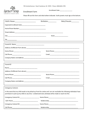 Fillable Online UNIVERSAL CHILD HEALTH RECORD - Sproutlings Childcare ...