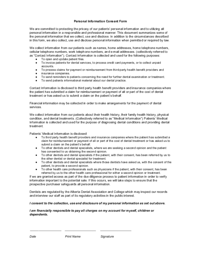 Fillable Online Office Personal Information Consent Form /Personal ...