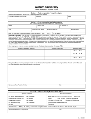 Fillable Online New Radiation Worker Orientation and Information ...