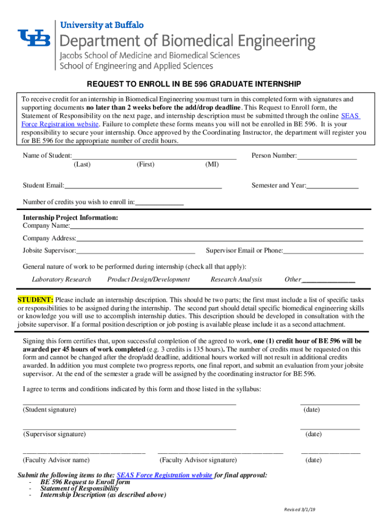 Fillable Online engineering buffalo Internship Request Letter: How to Write (with Format ...