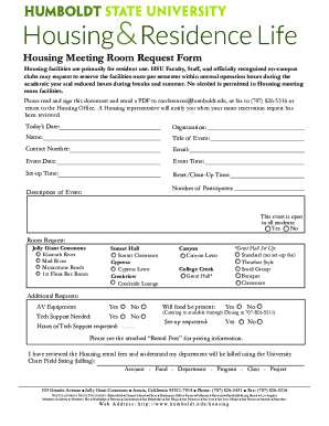 Fillable Online 2016 Room Reservation Request Form pg 1. Fax Email ...