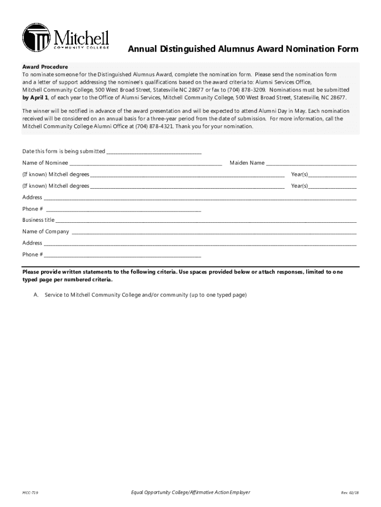 Fillable Online Award Nomination Letter Examples - 7 Format Templates ...