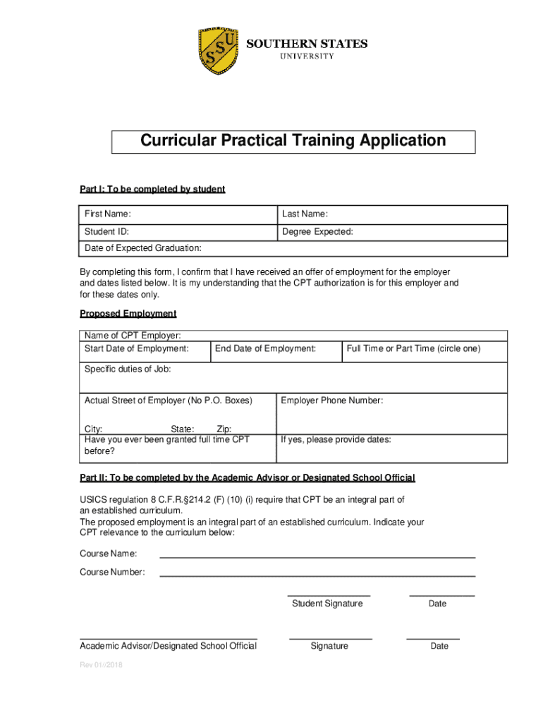 Fillable Online CURRICULAR PRACTICAL TRAINING AGREEMENT FORM - PDF Free Download Fax Email Print ...