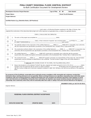 Fillable Online ELEVATION CERTIFICATE - Pima County Flood Control ...
