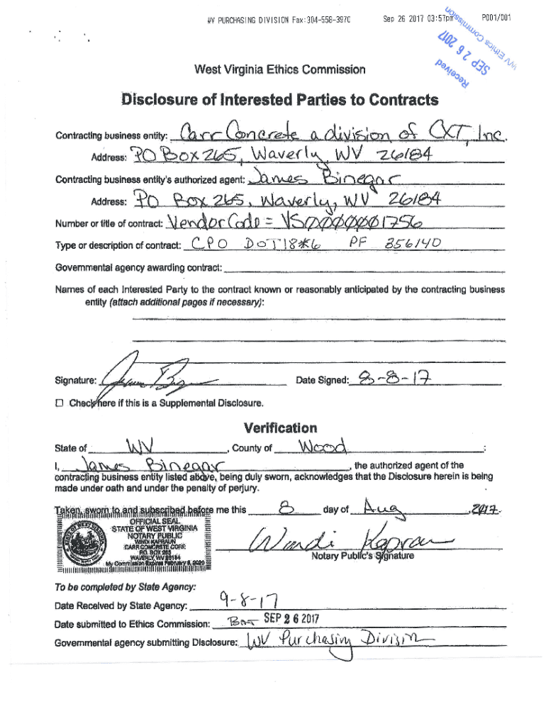 Fillable Online ethics wv di . -(,/ rt- I - West Virginia Ethics Commission Fax Email Print ...