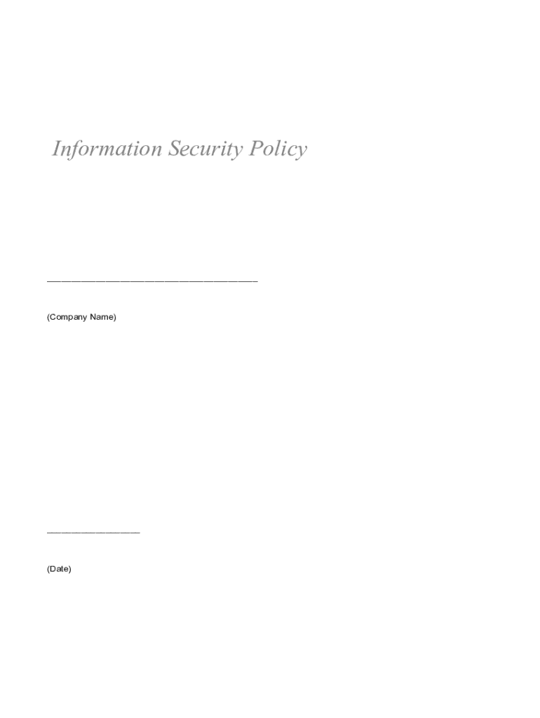Fillable Online Key elements of an information security policy ...