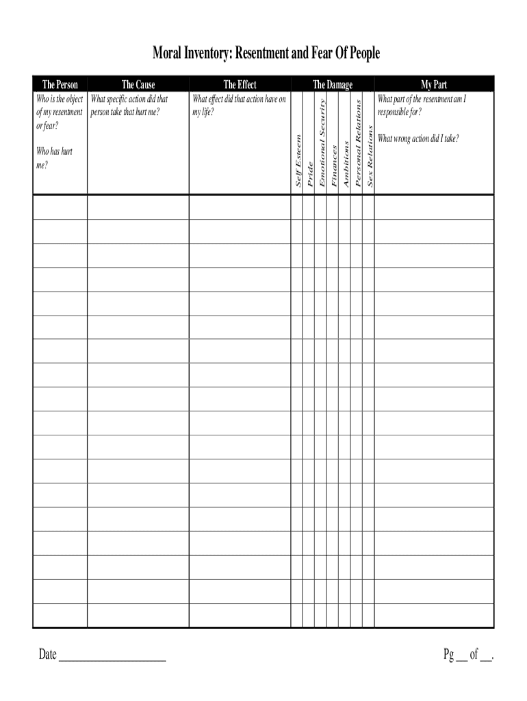Fillable Online Moral Inventory Forms Fax Email Print - pdfFiller