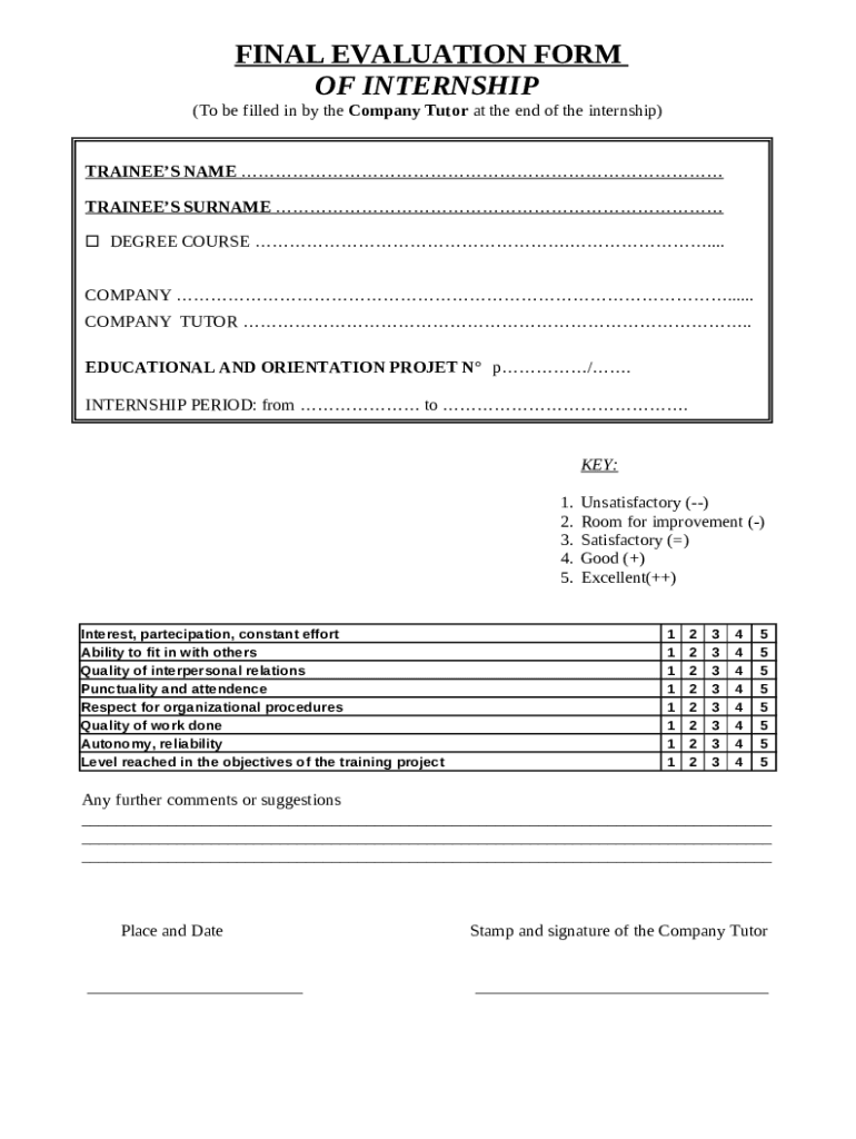 OF INTERNSHIP Doc Template | pdfFiller