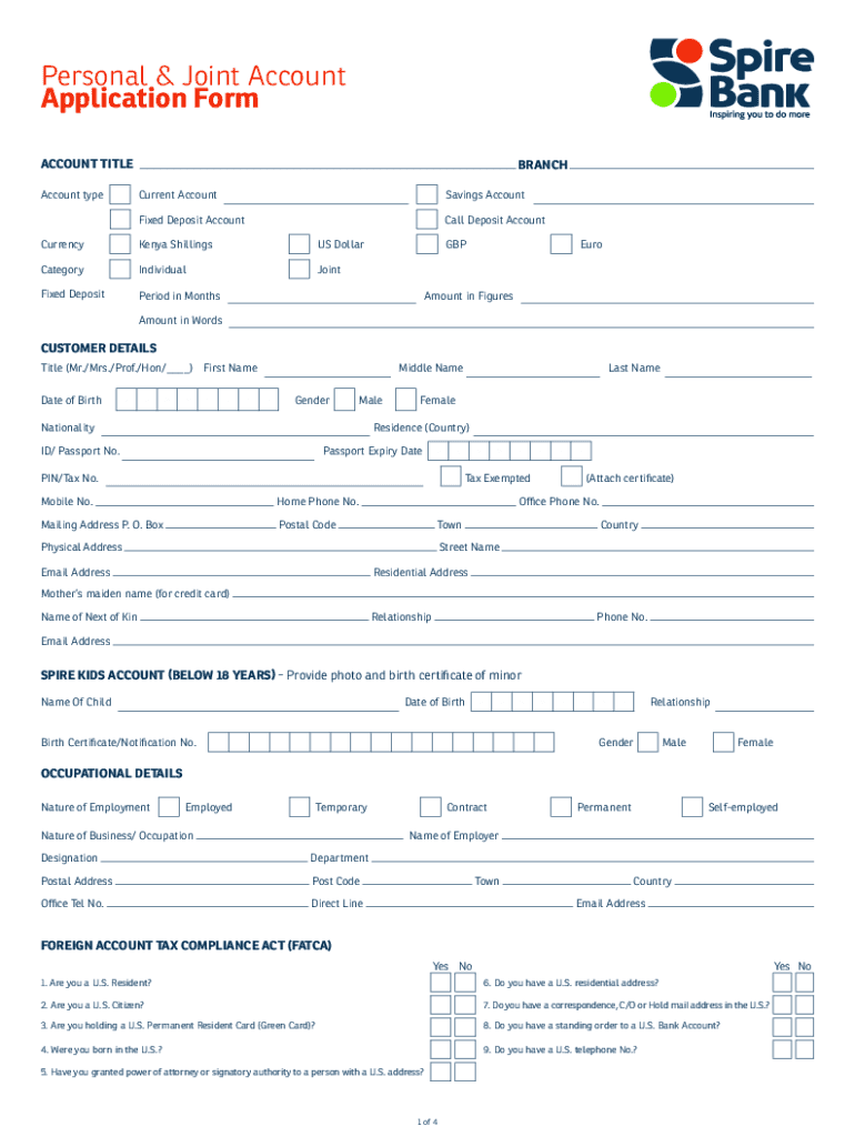 Fillable Online SPIRE-BANKPERSONAL-JOINT-ACCOUNT-APPLICATION-FORM-V11 ...