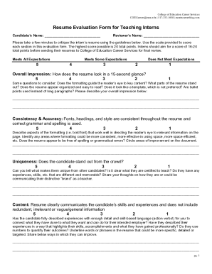 Fillable Online Resume Evaluation Form.doc Fax Email Print - pdfFiller