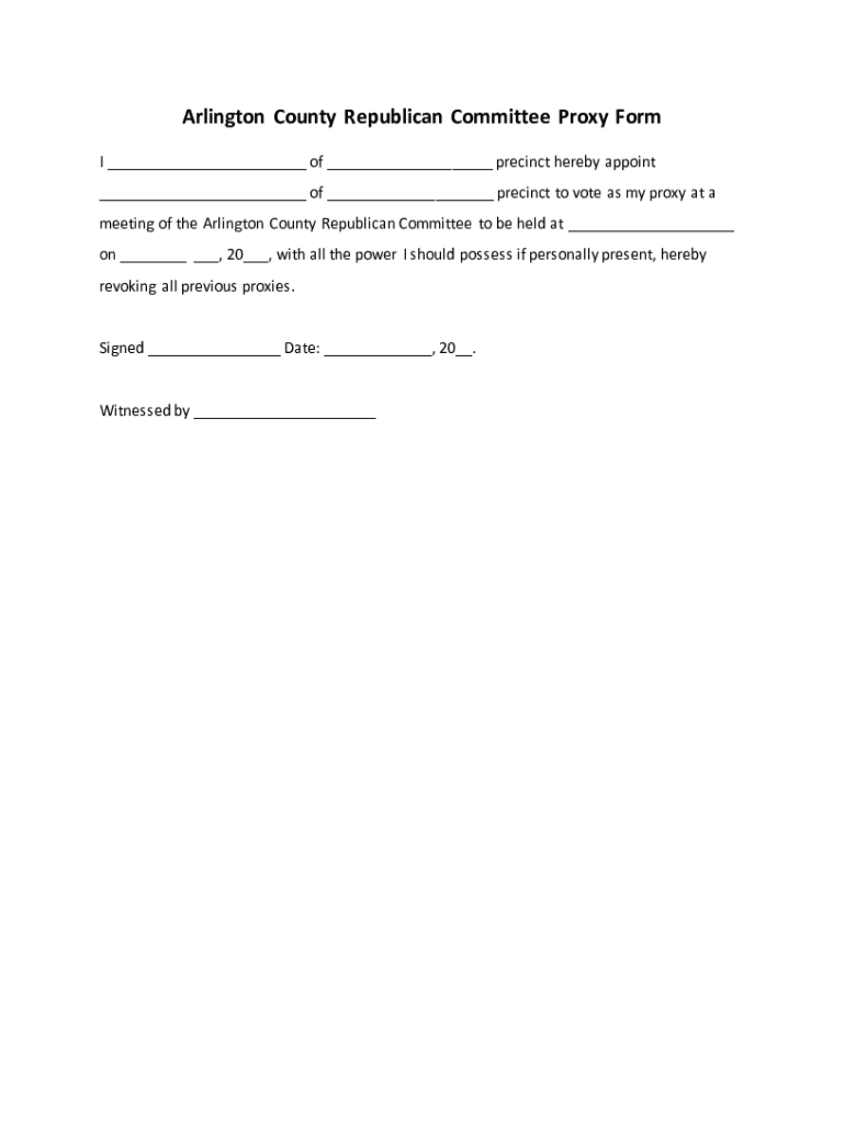 Fillable Online Arlington County Republican Committee Proxy Form Fax ...