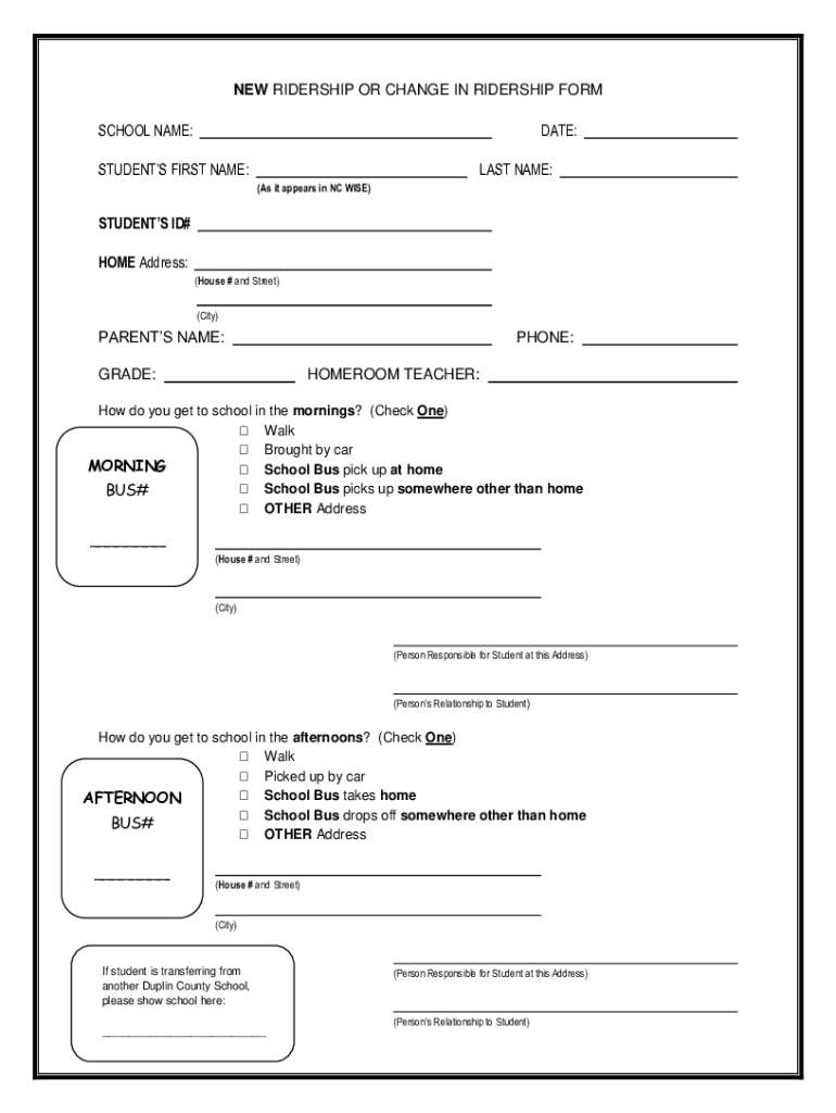 Fillable Online NEW RIDERSHIP OR CHANGE IN RIDERSHIP FORM Fax Email ...