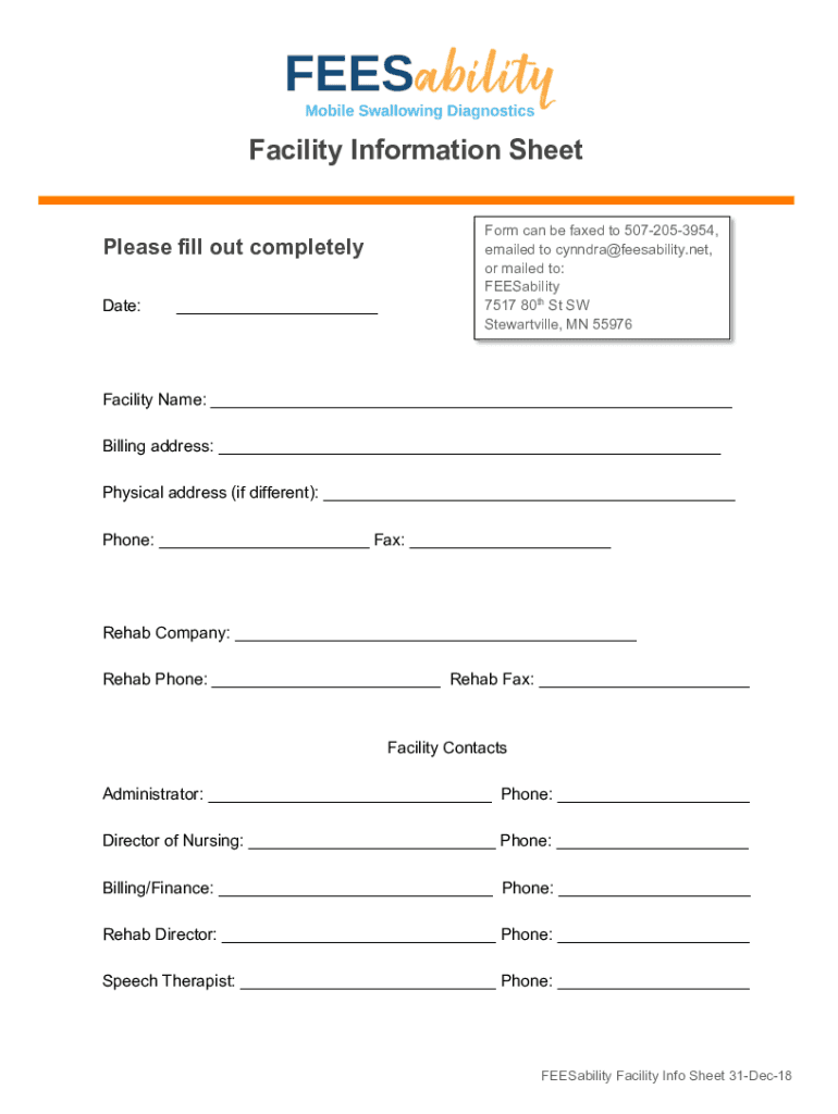 Fillable Online Facility Information Sheet.docx Fax Email Print - pdfFiller