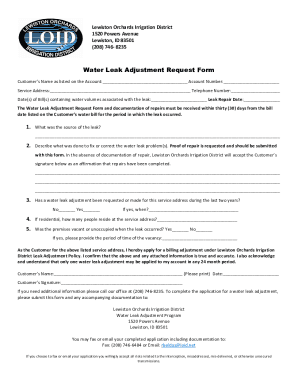 Fillable Online Water Leak Adjustment Request Form.docx adjusted 10.20. ...