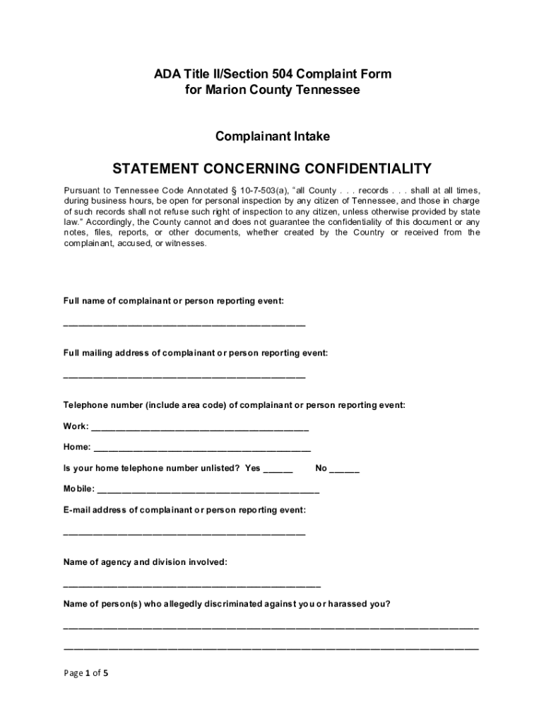 Fillable Online How to File an ADA Complaint with the Department of ...