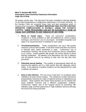 Fillable Online Mark Sanders, Mark S Sanders MD PA - Orthopedic Surgery ...