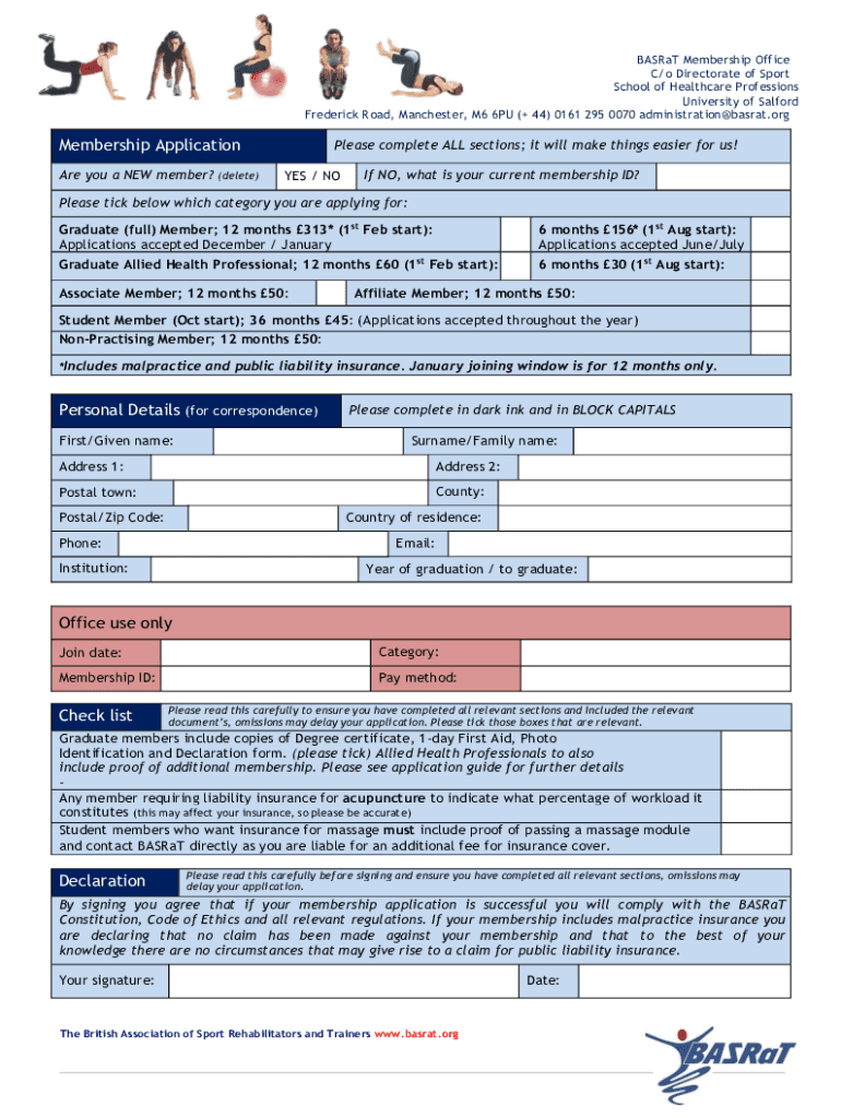 Fillable Online Fillable Online BASRaT Membership Office Fax Email Print ... Fax Email Print ...