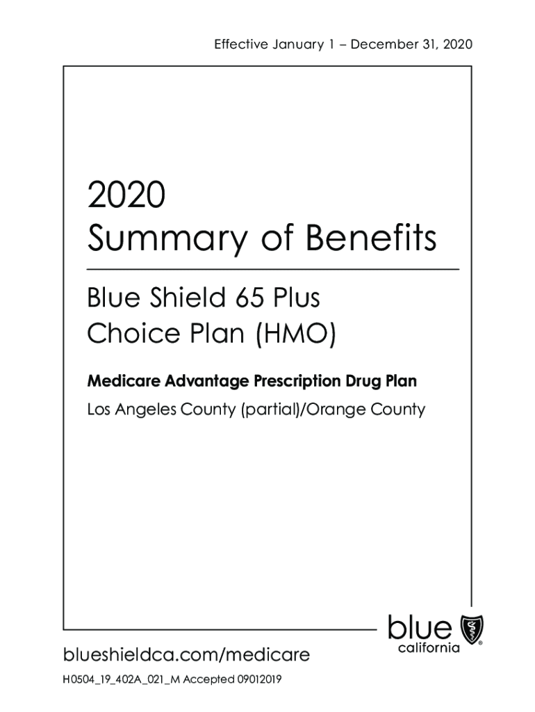Fillable Online PDF Blue Shield 65 Plus Summary of Benefits - Blue Shield of California Fax ...