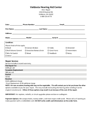 Fillable Online Fillable Online Hearing Aid Repair Form - Home Hearing ...