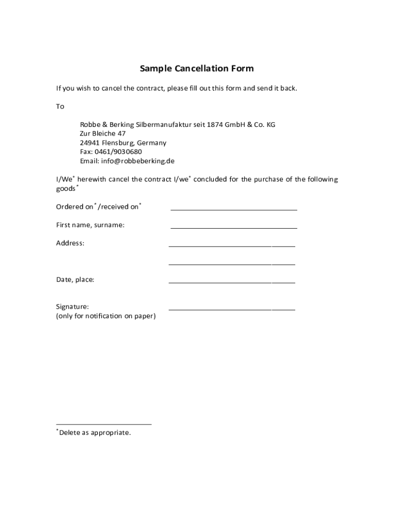 Fillable Online Cancellation Letter Template of Contract - Format ...