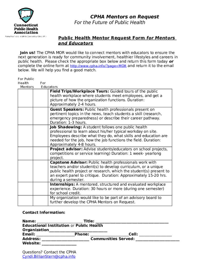 Benefits of Public Health Mentoring for Professionals ... Doc Template ...