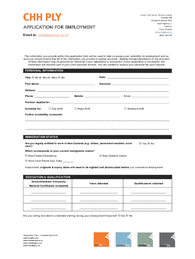 Fillable Online 2018 - CHH Plywood New Application Form - Master.docx ...