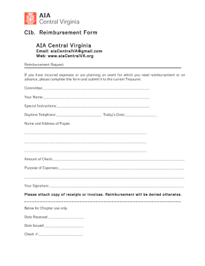 Fillable Online AIA CVA Reimbursement Form.doc Fax Email Print - pdfFiller