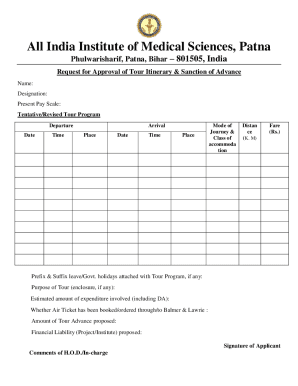 Fillable Online APPLICATION FORM FOR GRANT OF TA/DA ADVANCE TRANSFER ...