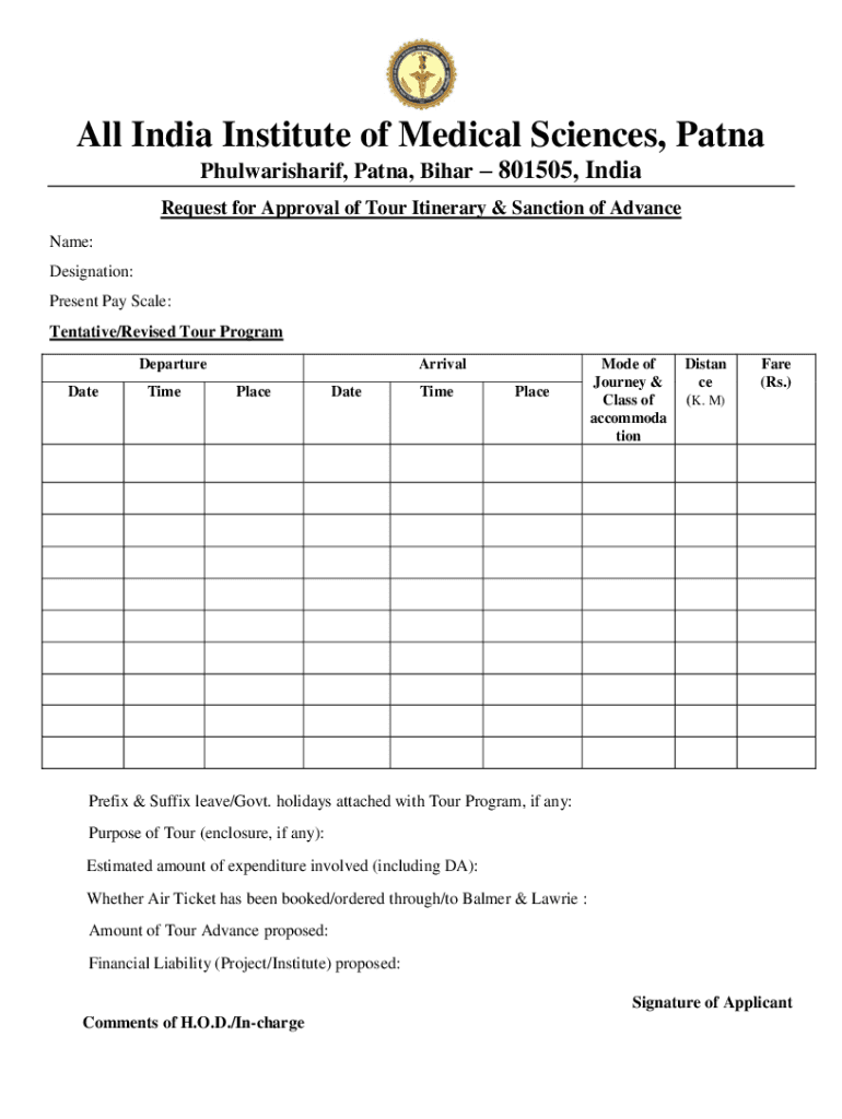 Fillable Online APPLICATION FORM FOR GRANT OF TA/DA ADVANCE TRANSFER ...