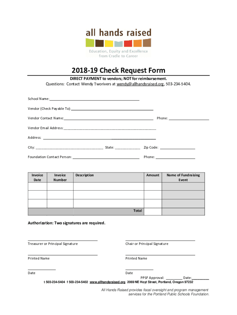 Fillable Online 2018-19 Check Request Form Fax Email Print - pdfFiller
