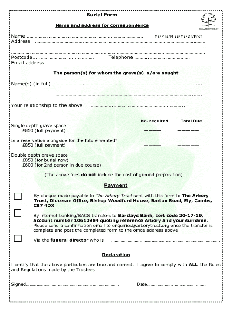 Fillable Online Consent Forms - Southwest Funeral and Cremation Fax ...