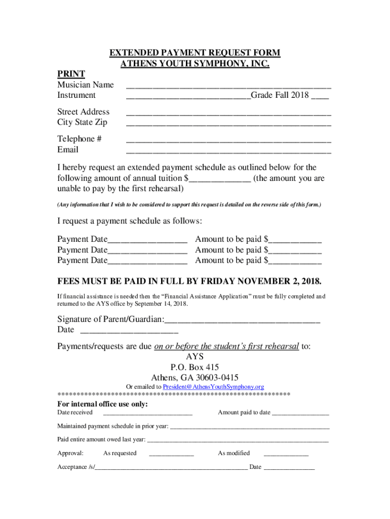 Fillable Online EXTENDED PAYMENT REQUEST Doc TemplatepdfFiller Fax Email Print