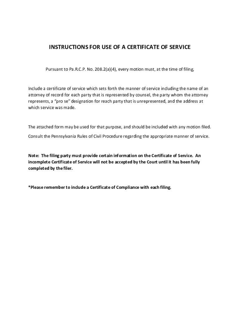 Fillable Online Certificate of Service of Legal Papers Other than ...