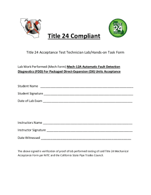 Fillable Online Title 24 Acceptance Test Technician Lab/Hands-on Task ...