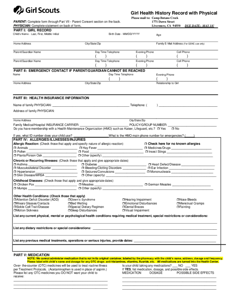 Fillable Online PDF Camper Health Form - BUTANO CREEK GIRL SCOUT CAMP ...