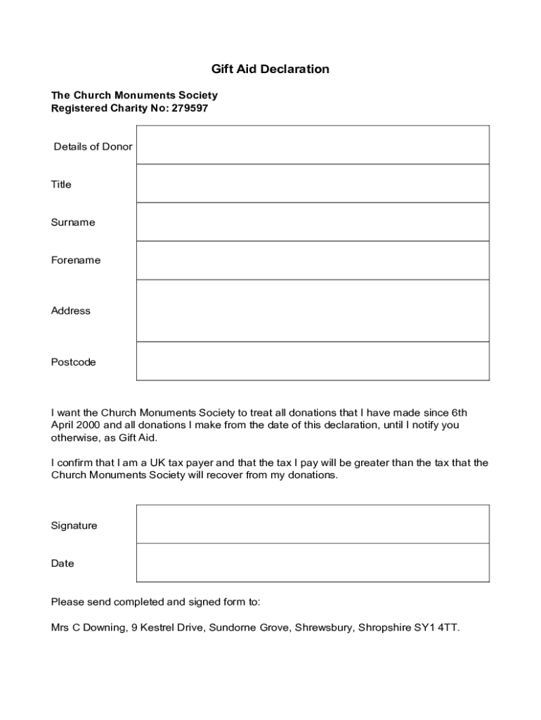 Fillable Online Gift Aid formrev Fax Email Print - pdfFiller