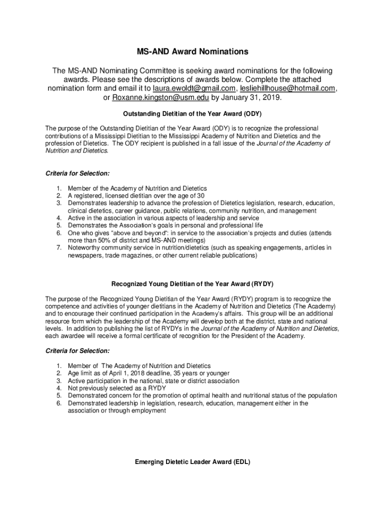 Fillable Online Award Nomination Letter Examples - 7 Format Templates ...