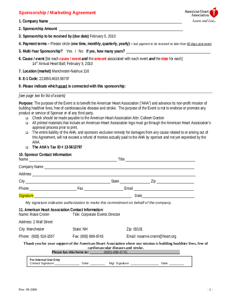 Sponsorship Agreement - Download Word and PDF Agreements.org Doc ...