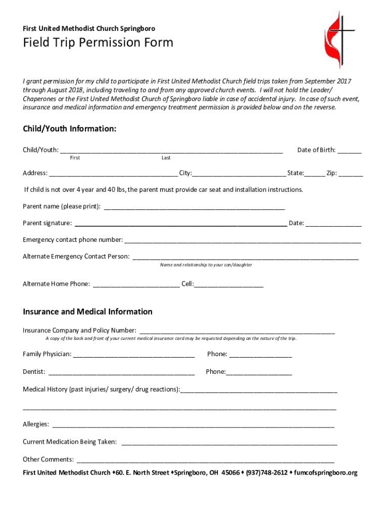 Fillable Online Get the free safe-sanctuary-field-trip-form-pdf - First ... Fax Email Print ...