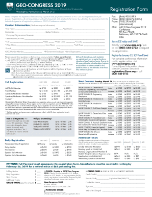 Fillable Online Fillable Online GEO-CONGRESS 2019 Registration Form Fax ...