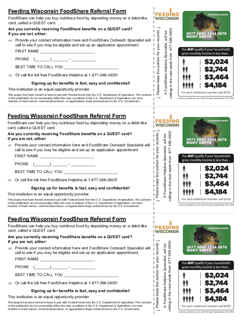 Fillable Online FoodShare Wisconsin - A Recipe for Good HealthWisconsin ...