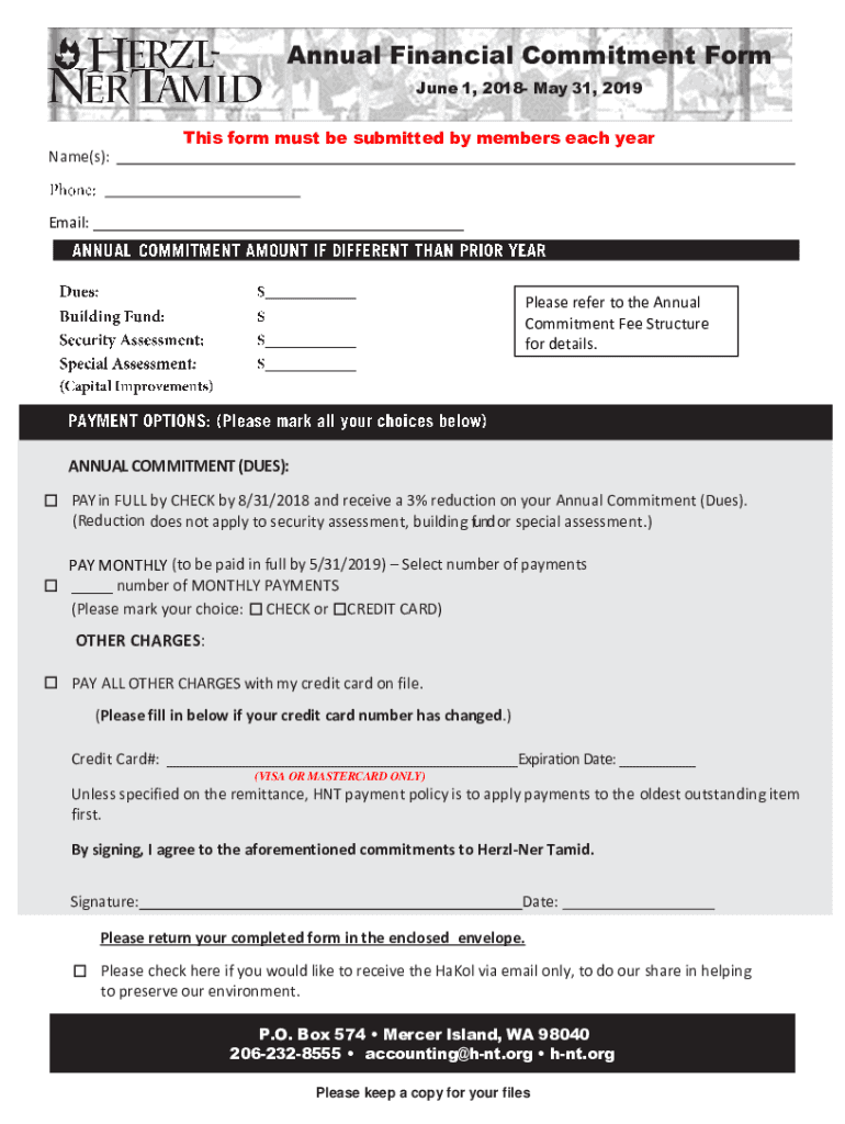 Fillable Online Annual Financial Commitment Form Fax Email Print ...