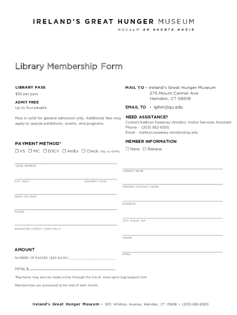 Fillable Online Library Membership Form. Library Membership Form Fax ...