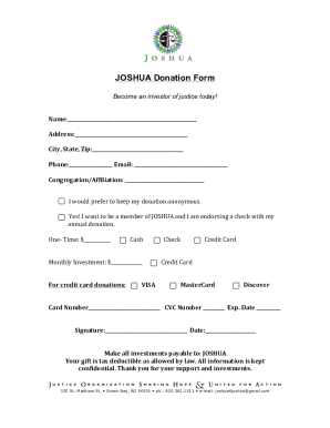 Fillable Online JOSHUA Donation Form.docx Fax Email Print - pdfFiller