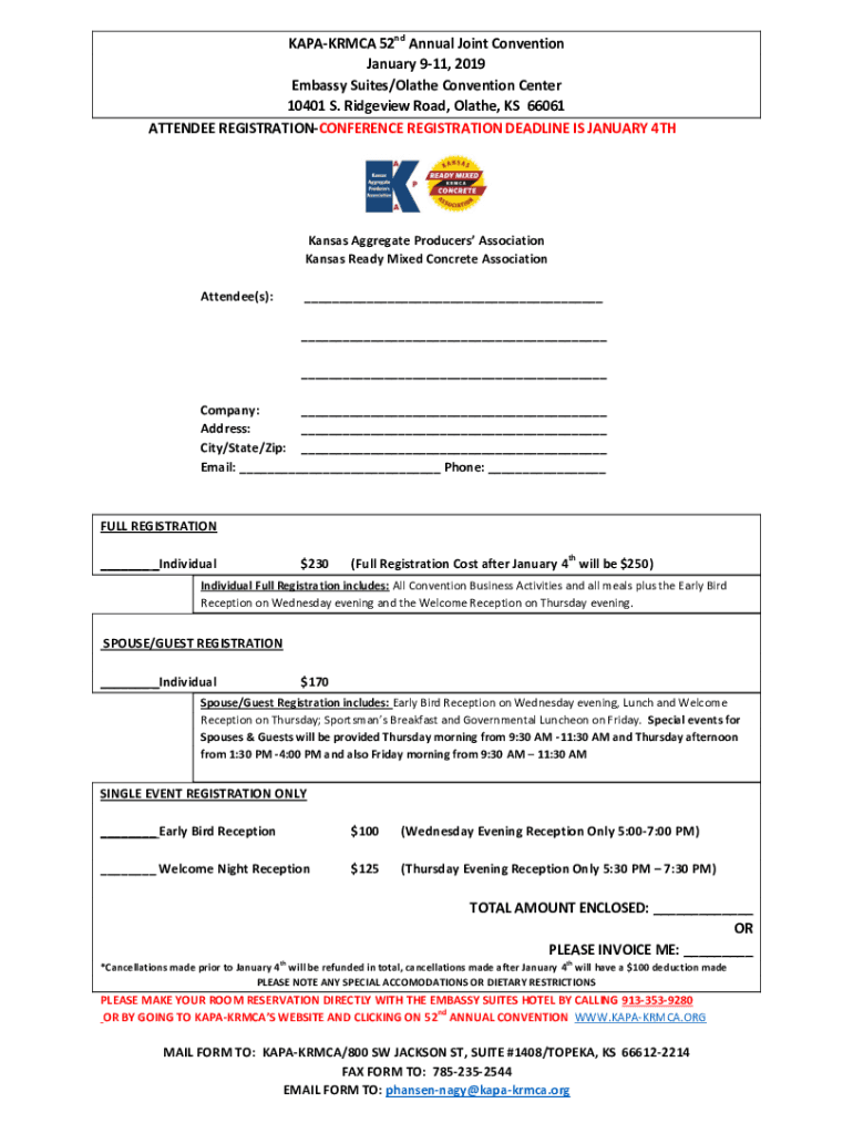 Fillable Online 52nd National KE ConventionKappa Epsilon Fax Email Print - pdfFiller