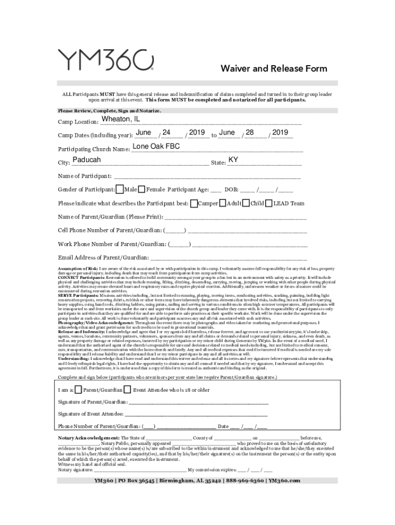 Fillable Online General Waiver and Release Sample Clauses Fax Email ...