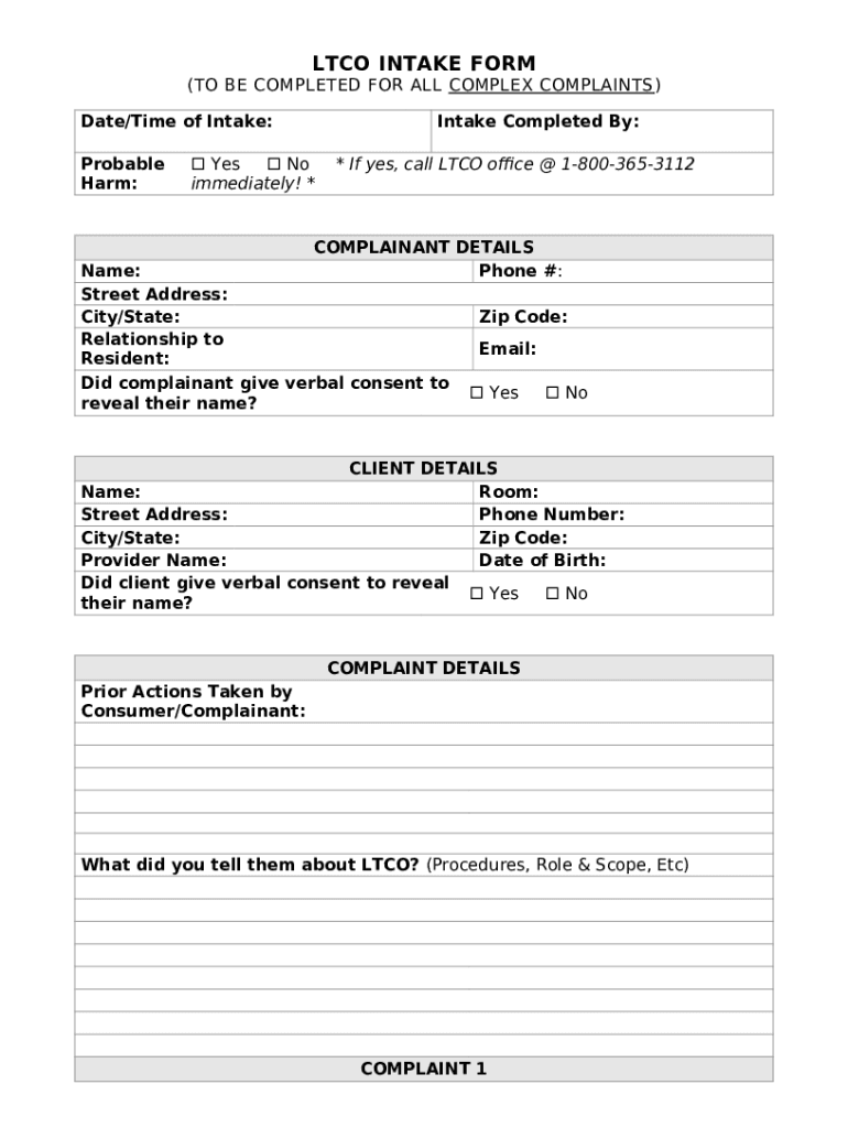 New Jersey Long-Term Care Ombudsman - Complaint Doc Template | pdfFiller